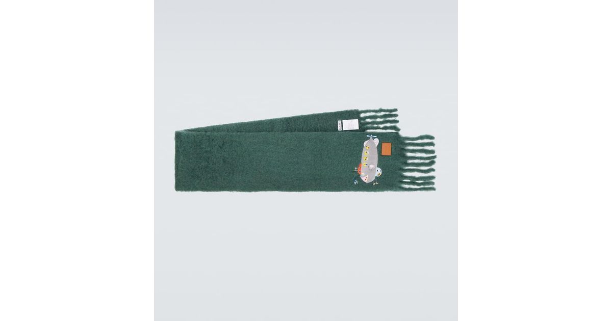 Loewe X Suna Fujita Submarine Mohair-Blend Scarf in Green for Men | Lyst