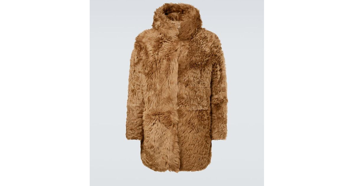 ERL Hooded Shearling Coat in Brown for Men | Lyst