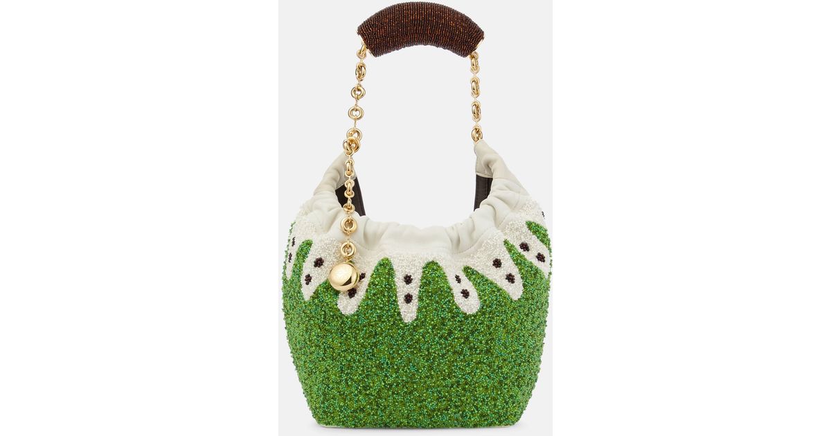 Loewe Squeeze Fruit Mini Beaded Leather Tote Bag in Green | Lyst Australia