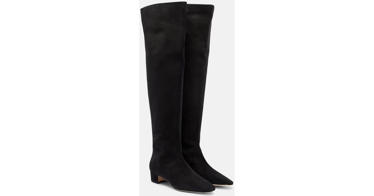 Manolo Blahnik Gore Suede Over-The-Knee Boots in Black | Lyst