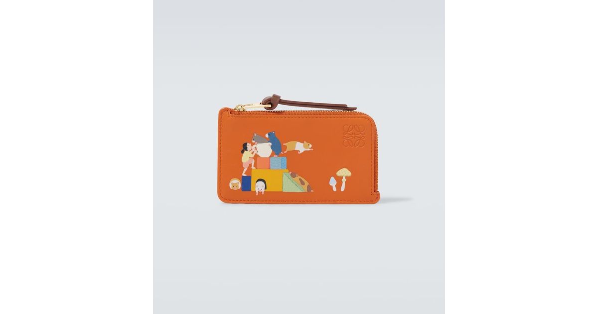 Loewe X Suna Fujita Hamster Leather Card Case in Orange for Men | Lyst
