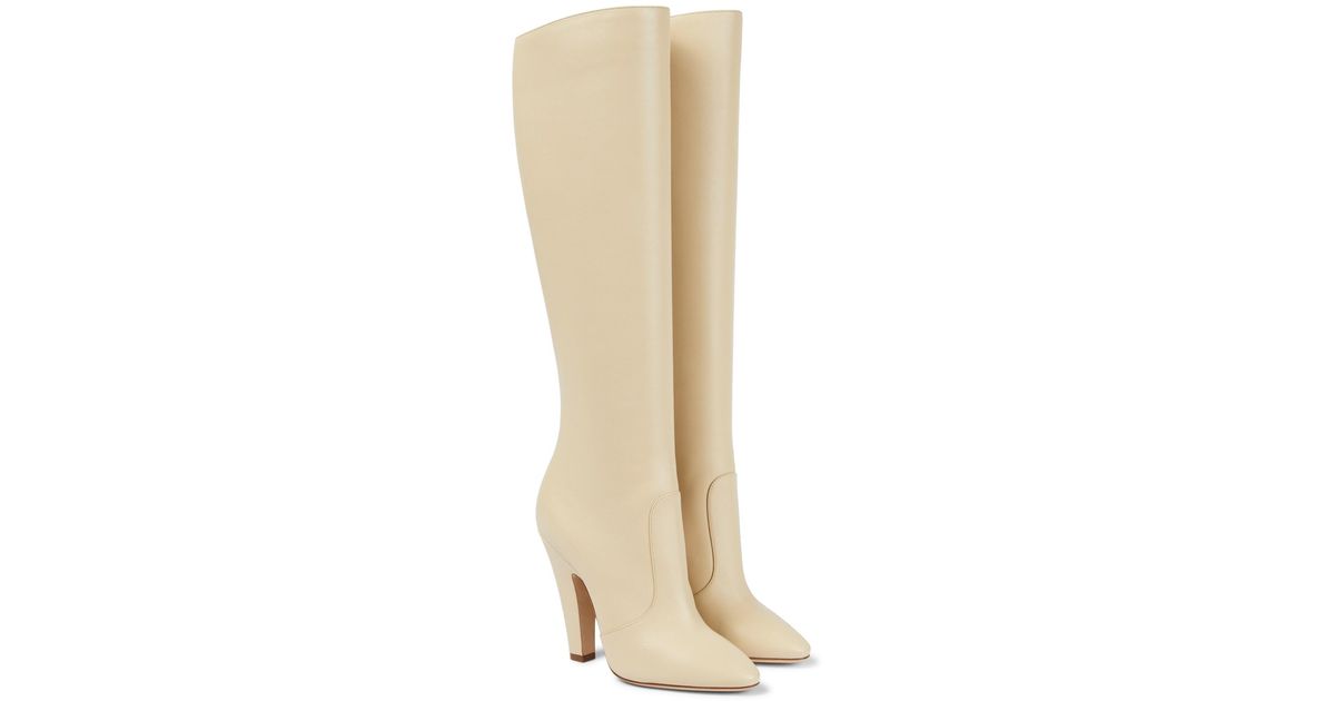 Saint Laurent 68 110 Leather Knee High Boots Lyst