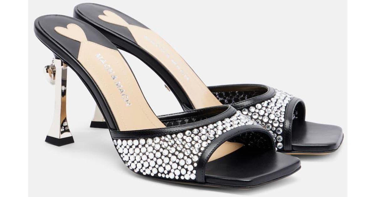 Mach & Mach Puffy Heart Ring 95 Leather Mules in Metallic | Lyst