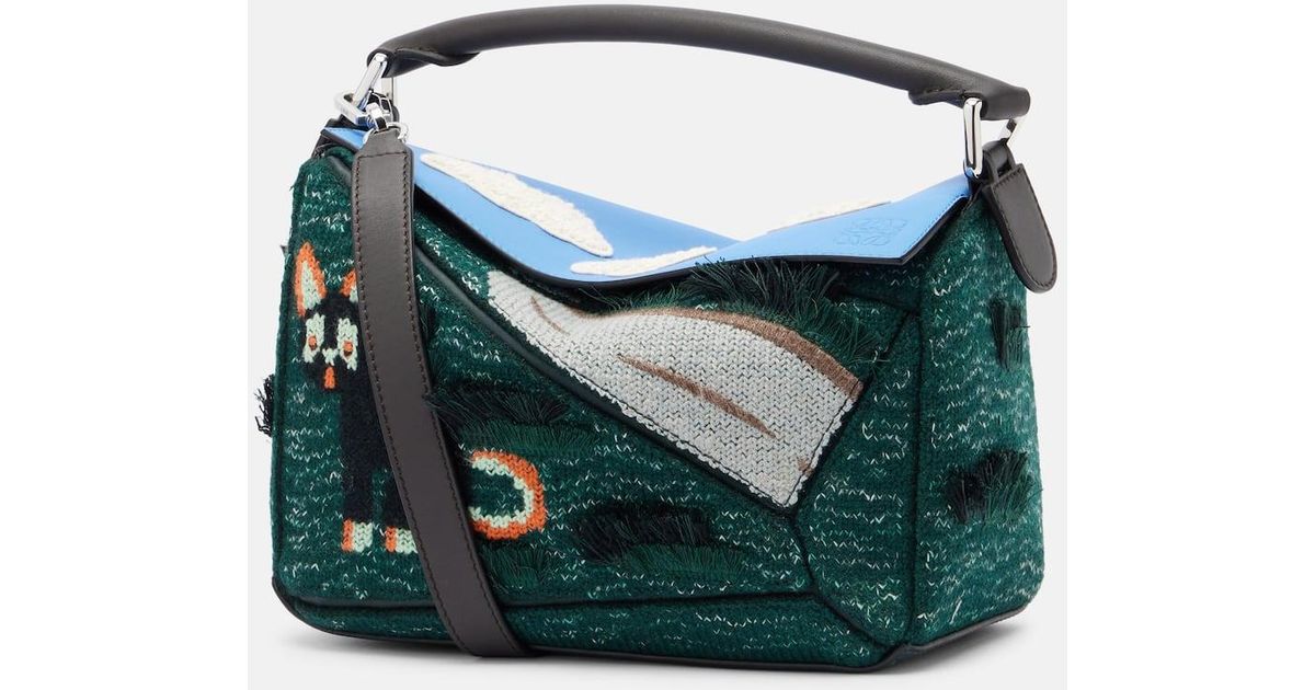 Loewe X Louis Wain Futurist Cat Puzzle Tote Bag in Green | Lyst