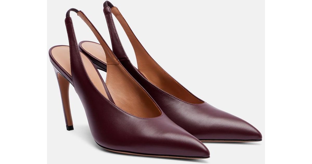 The Attico Viper 90 Leather Slingback Pumps in Brown | Lyst