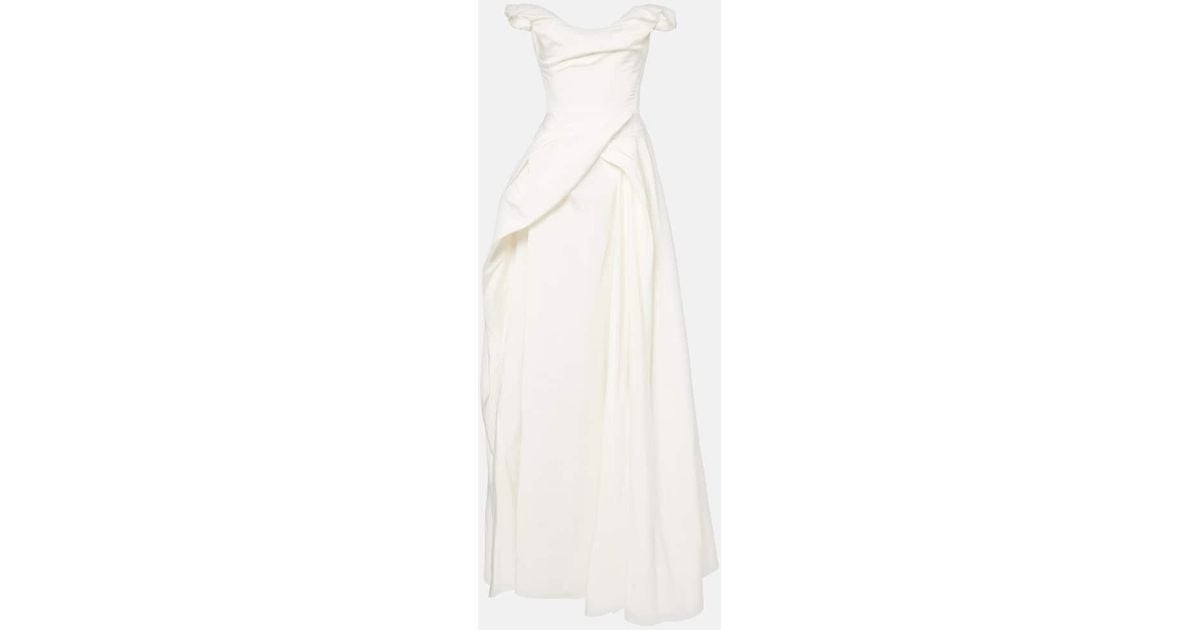 Vivienne Westwood Bridal Tabitha Off-Shoulder Faille Gown in White ...