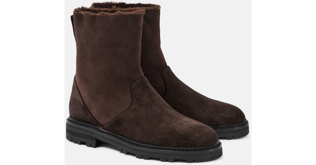 Manolo Blahnik Tomosa Suede Ankle Boots in Brown | Lyst