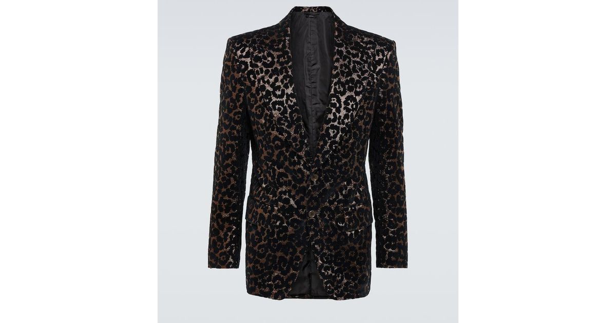 Tom Ford Atticus Leopard-Print Tuxedo Jacket in Black for Men | Lyst