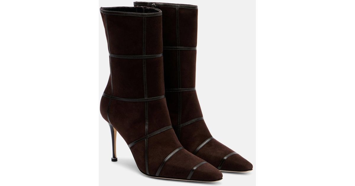 Manolo Blahnik Trulona 90 Suede Ankle Boots in Black | Lyst