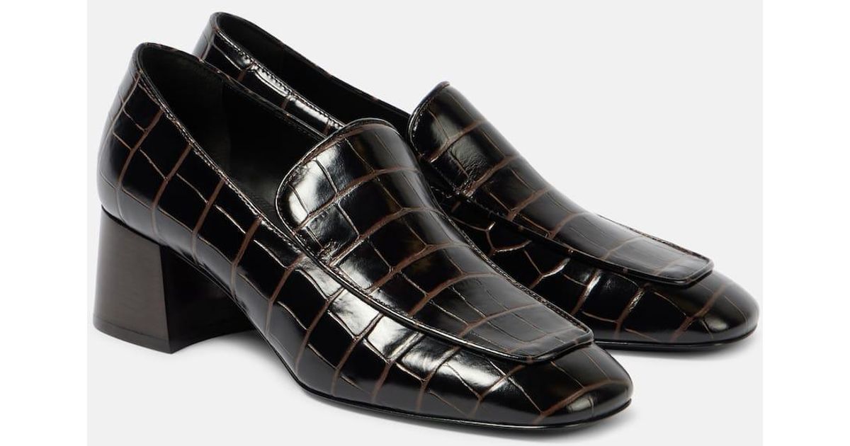 TOTEME Croc-Effect Leather Loafer Pumps in Black | Lyst