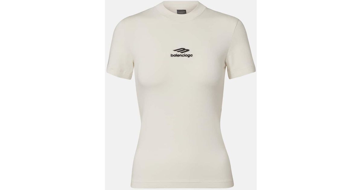 Balenciaga 3B Sports Icon Fitted Crewneck T-Shirt in White | Lyst