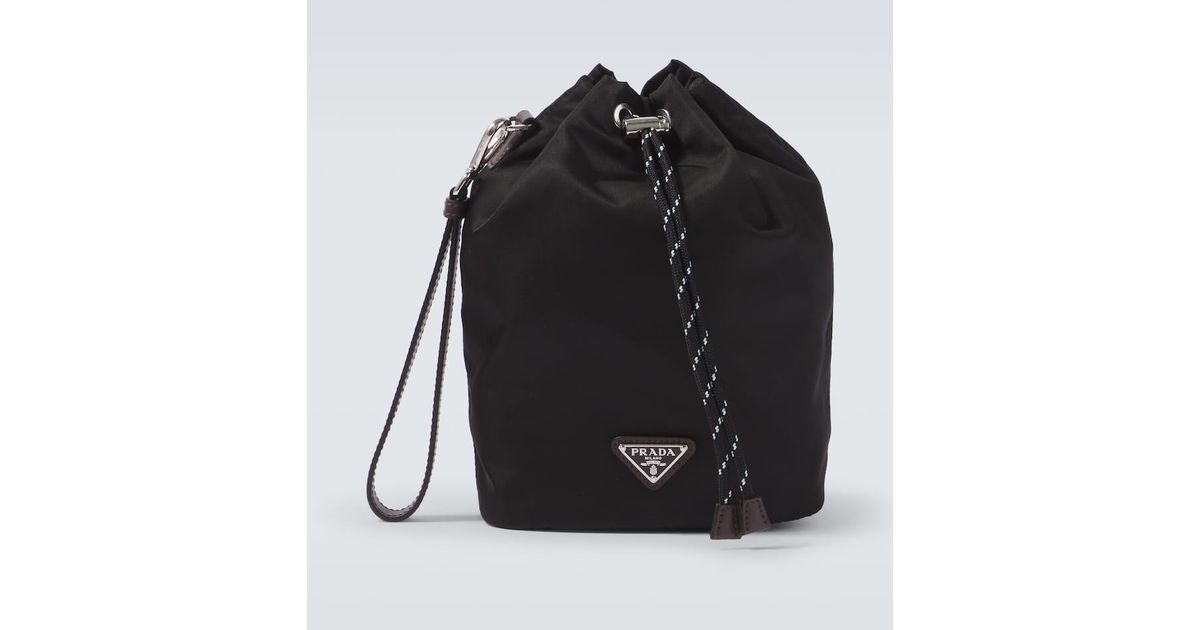 Prada Speedrock Re-Nylon Leather-Trimmed Pouch in Black for Men | Lyst