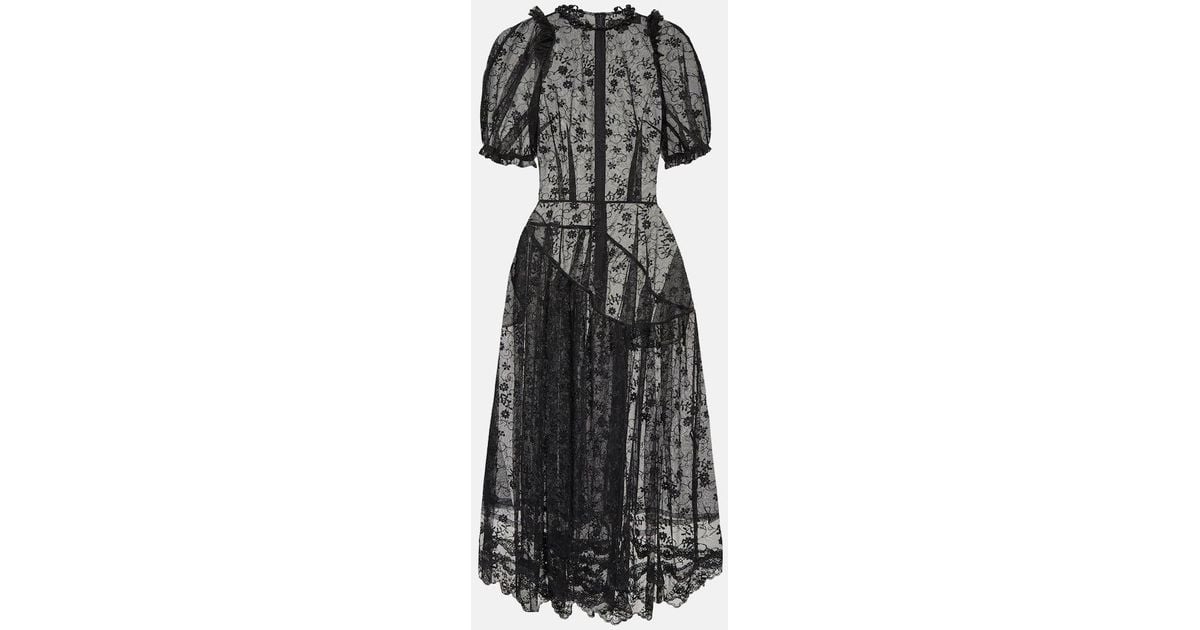 Simone Rocha Embellished Lace Midi Dress in Black | Lyst