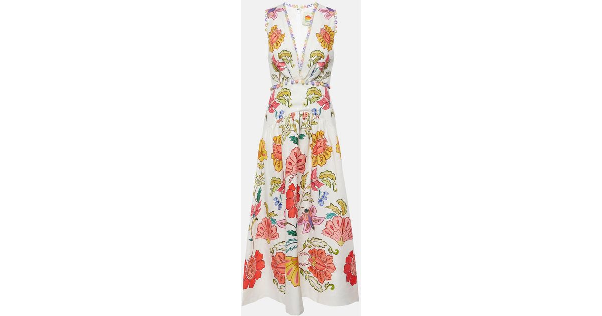 FARM Rio Off- Floral Insects Euroflax Premium Linen Maxi Dress, Floral ...