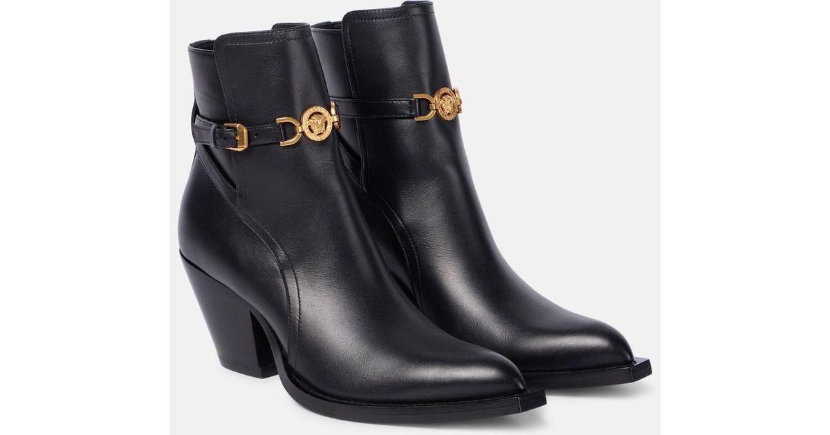 Versace Medusa '95 Leather Ankle Boots in Black | Lyst