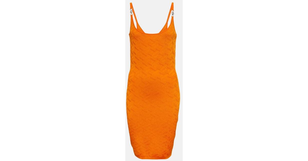 Versace Medusa '95 La Greca Jacquard Minidress in Orange | Lyst UK