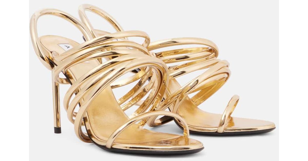 Alaïa Spiral 90 Metallic Leather Sandals | Lyst
