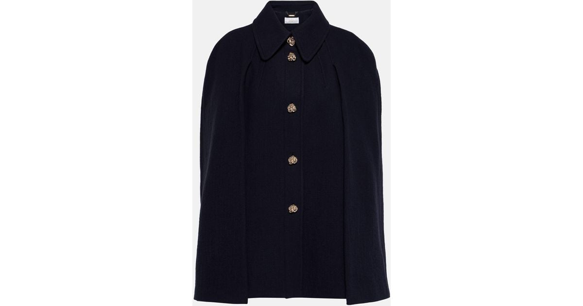 Chloé Cape-effect Wool Coat in Blue | Lyst UK