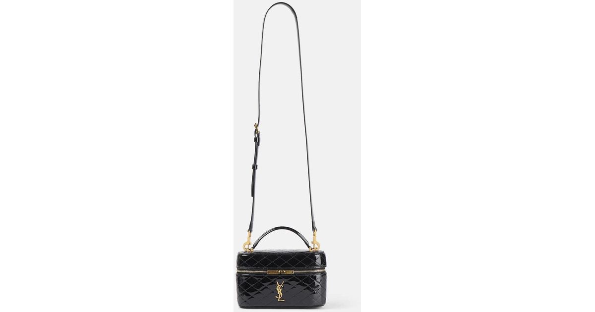 Saint Laurent Gaby Quilted Patent Leather Vanity Bag in White | Lyst