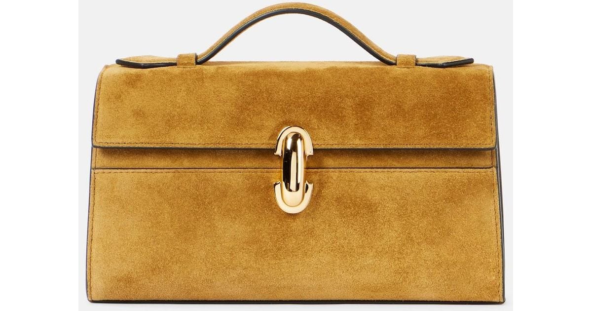 SAVETTE Symmetry Suede Tote Bag in Brown | Lyst