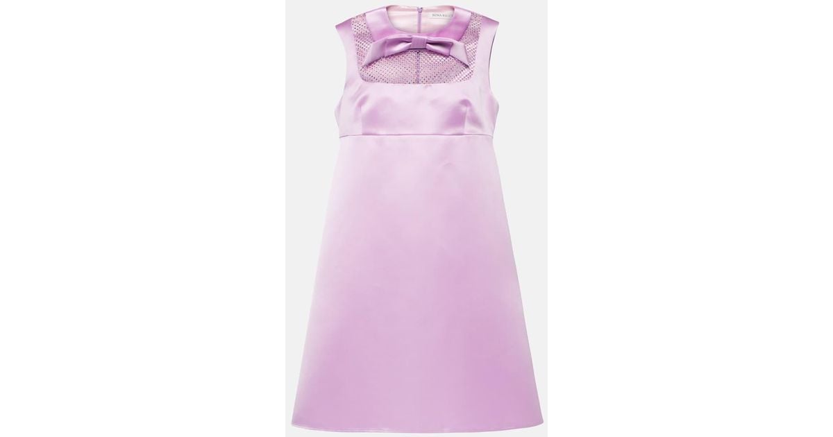 Nina Ricci Duchess Embellished Satin Minidress in Pink | Lyst