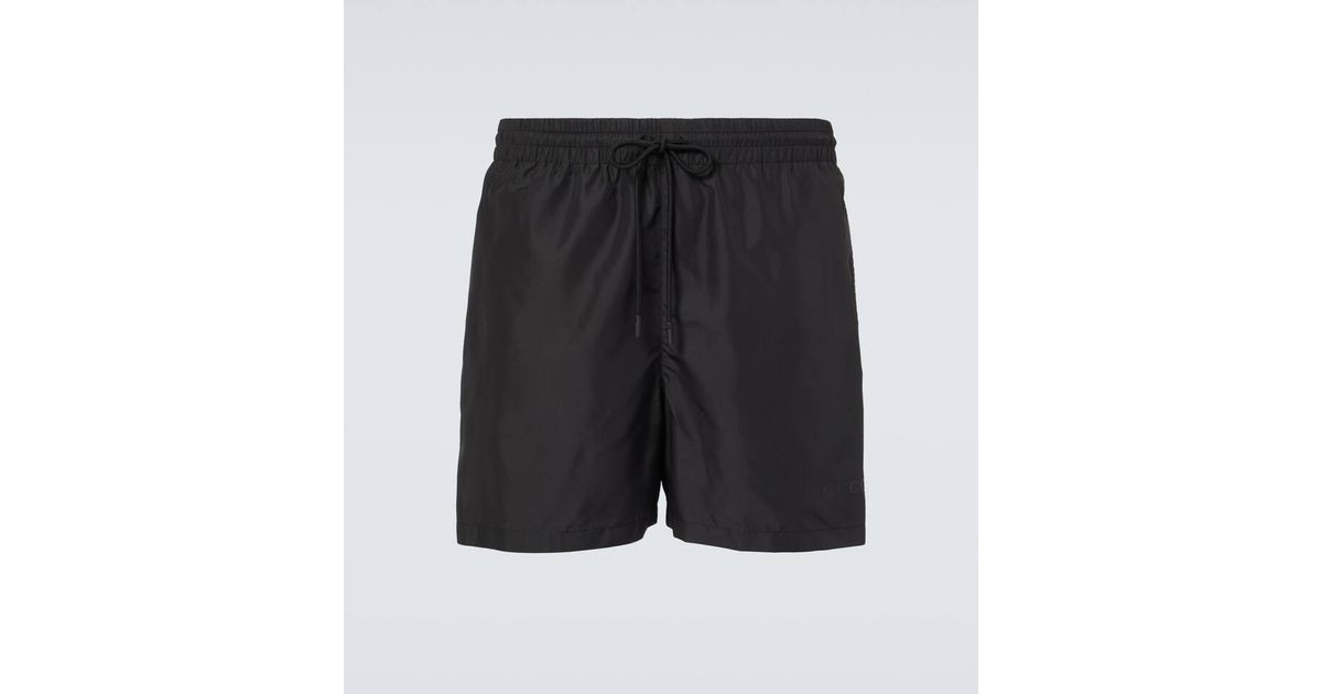 Gucci Logo Poplin Swim Trunks in Black for Men | Lyst UK