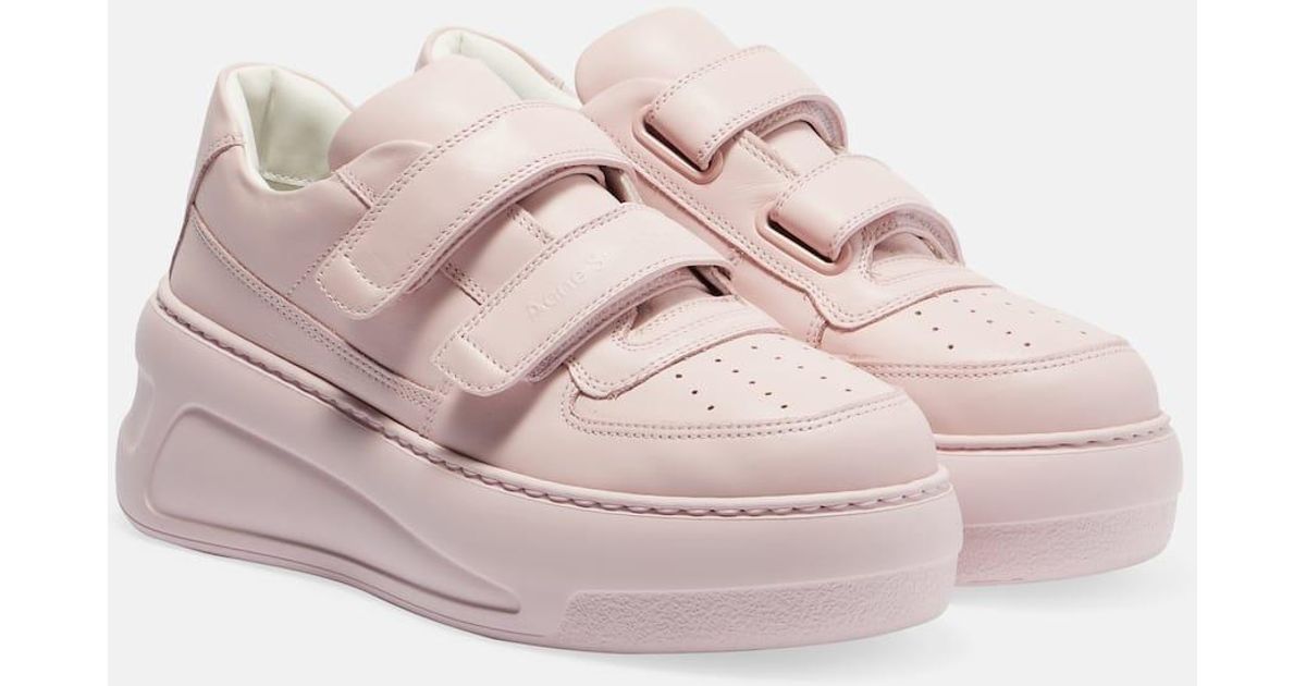 Acne Studios Face Leather Platform Sneakers in Pink | Lyst