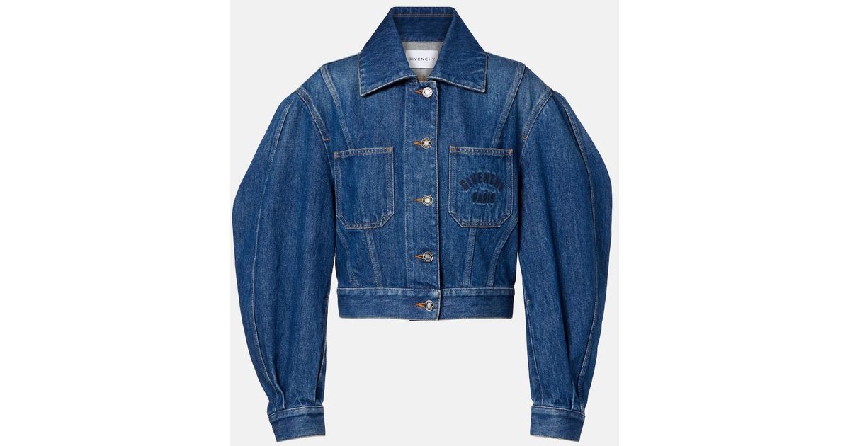 Givenchy Cocoon Cropped Denim Jacket in Blue | Lyst UK