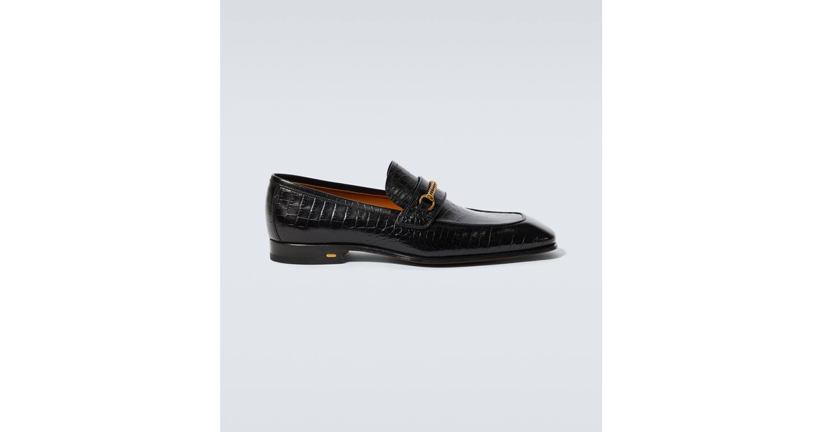 Tom Ford Bailey Croc-Effect Leather Loafers in Black for Men | Lyst UK