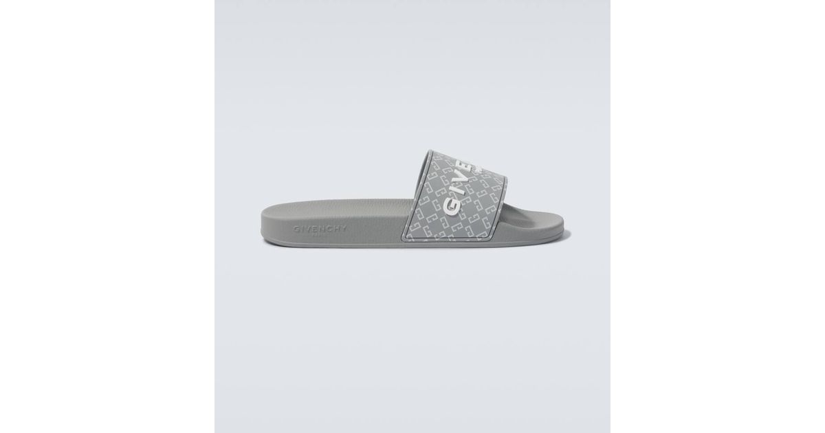 Givenchy Logo Monogram Slides in Gray for Men | Lyst
