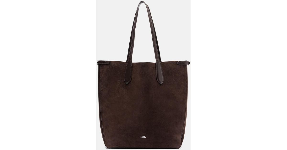 Polo Ralph Lauren Leather-Trimmed Suede Shopper in Brown | Lyst UK