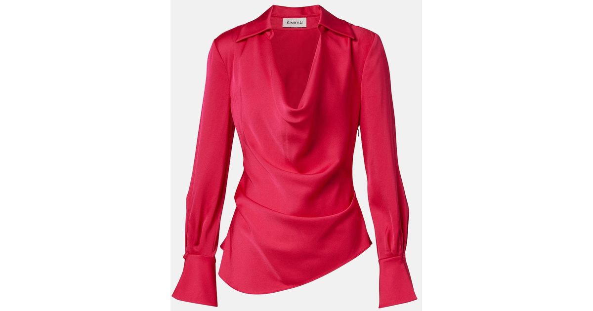 Jonathan Simkhai Symone Satin Top in Red | Lyst UK