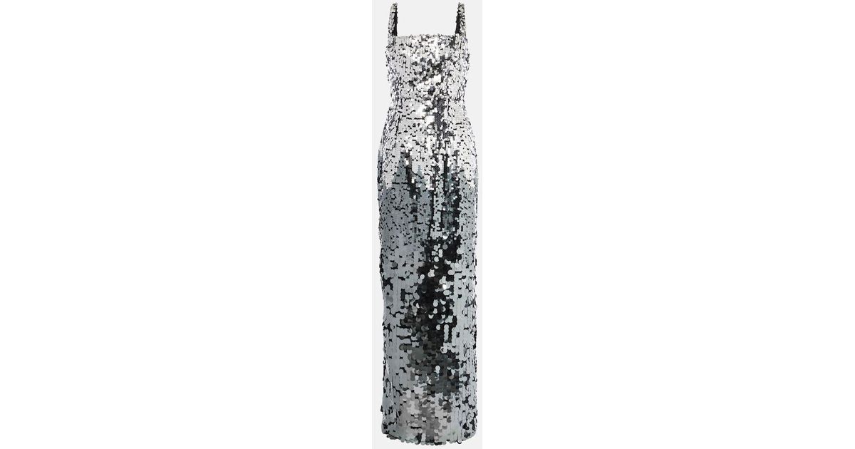 Safiyaa Kristena Sequined Gown in White | Lyst