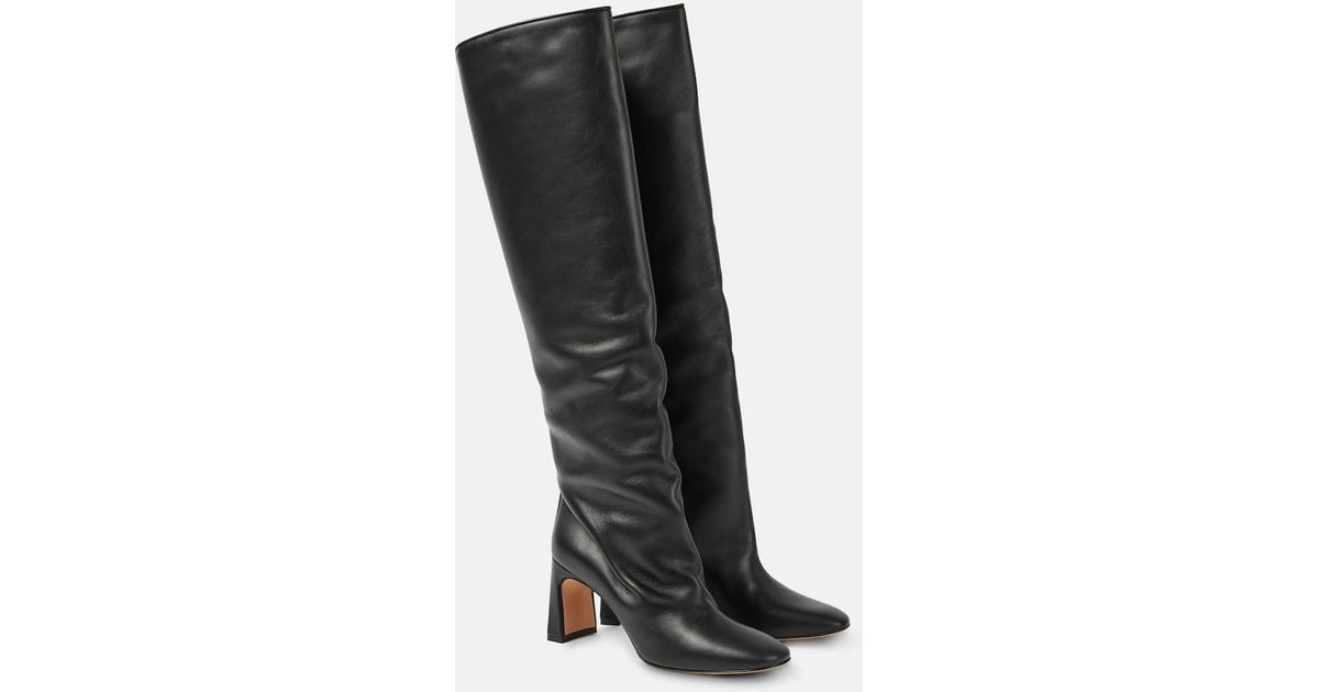 Souliers Martinez Roberta Leather Knee-High Boots in Black | Lyst