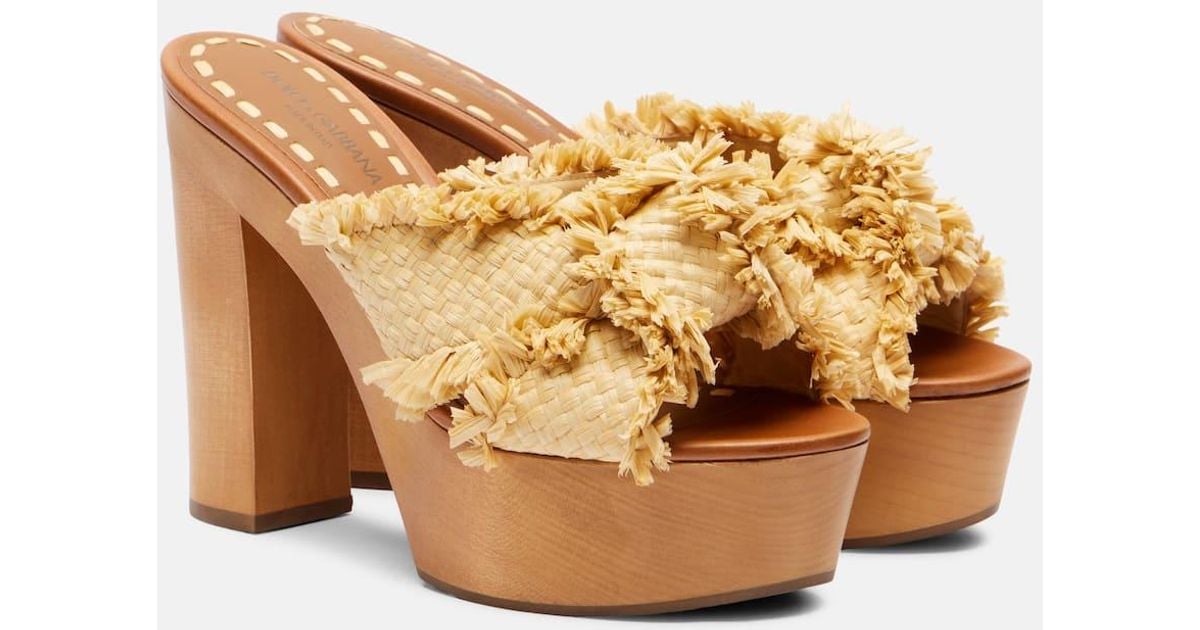 Dolce & Gabbana Raffia-Effect Platform Mules in Metallic | Lyst