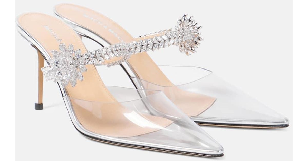 Mach & Mach Crystal Flower Embellished Pvc Pumps in White | Lyst