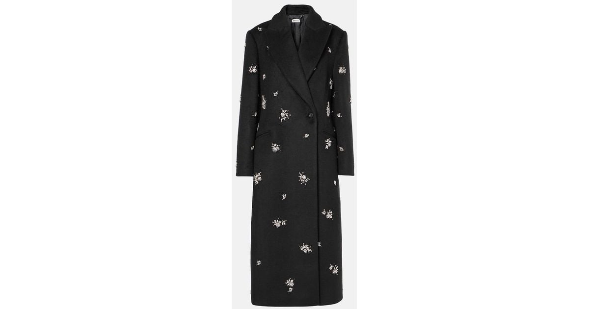 Jonathan Simkhai Gianni Embellished Wool-Blend Coat in Black | Lyst