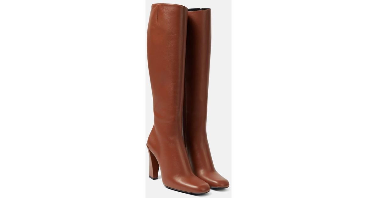 Victoria Beckham Leather Knee-High Boots in Brown | Lyst