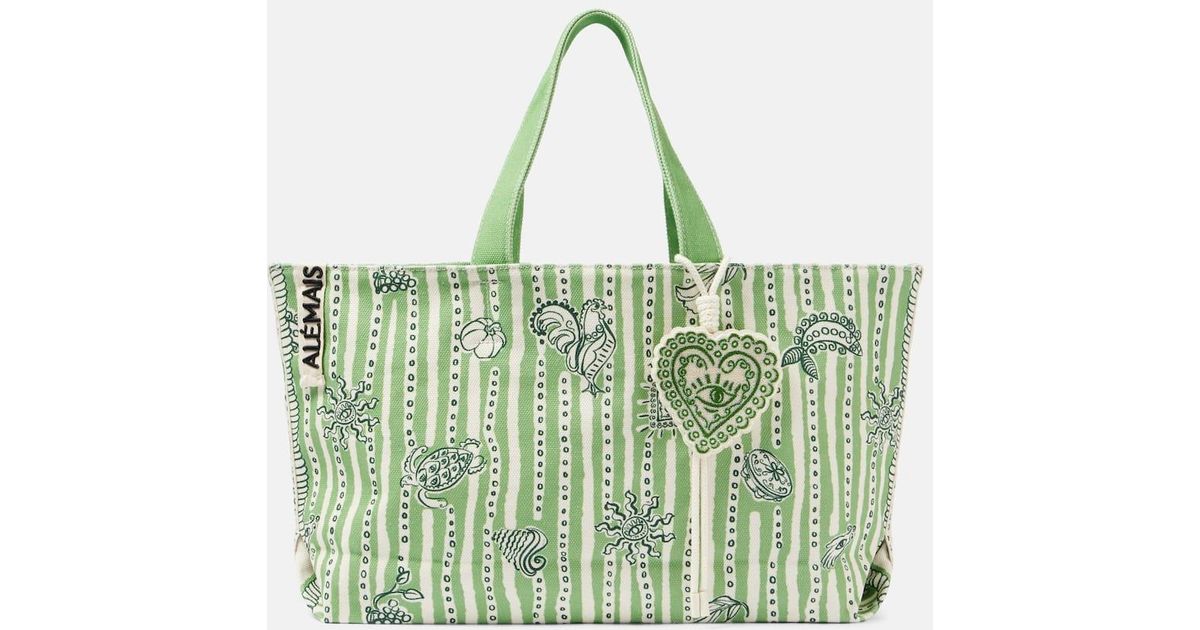 ALÉMAIS Lula Large Printed Canvas Tote Bag in Green | Lyst
