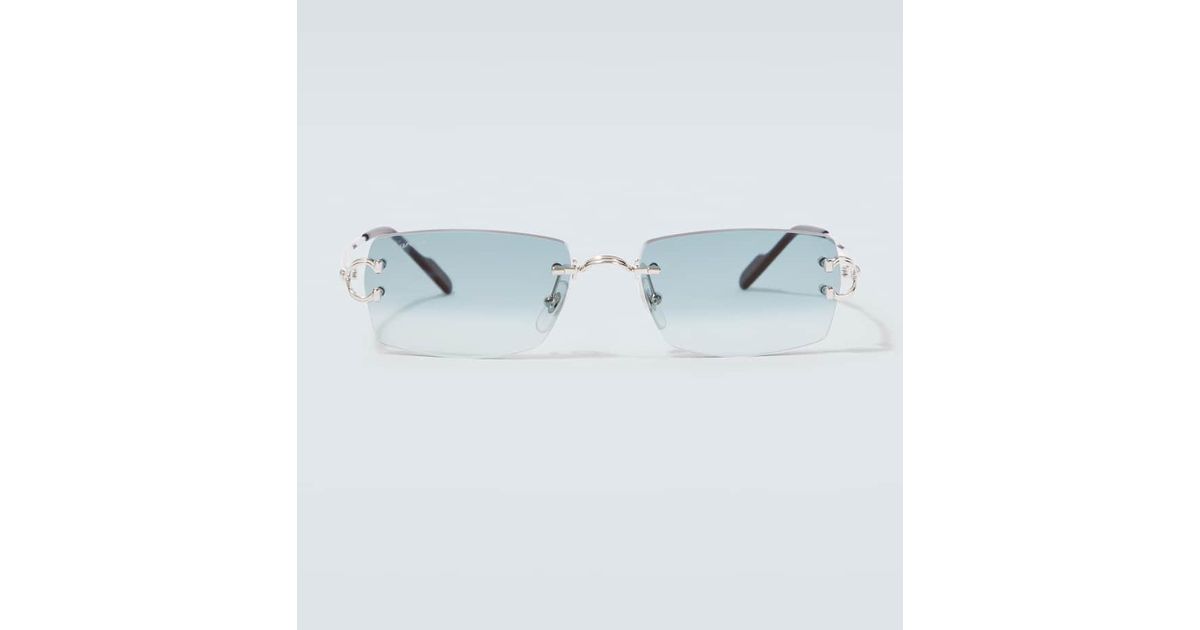 Cartier Signature C De Cartier Rectangular Sunglasses in Blue for Men ...
