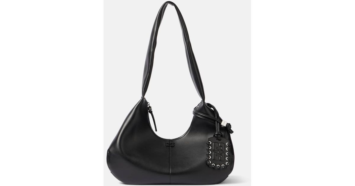 Ganni Medium Shoulder Bag in Black | Lyst