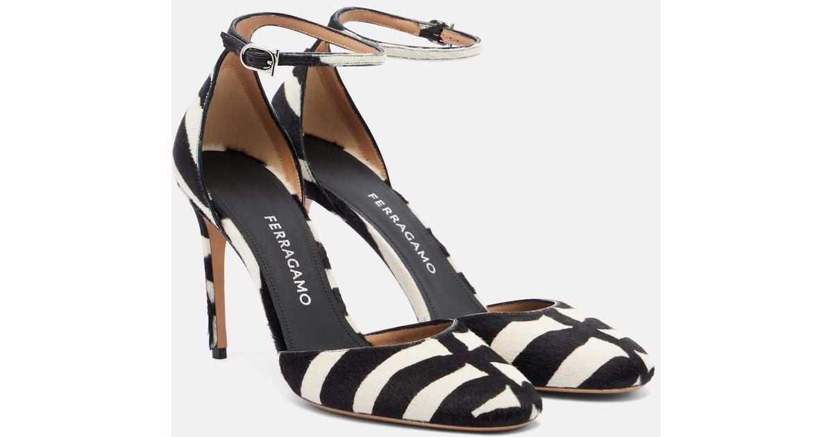 Ferragamo Zebra-Print Calf Hair Pumps in Metallic | Lyst UK