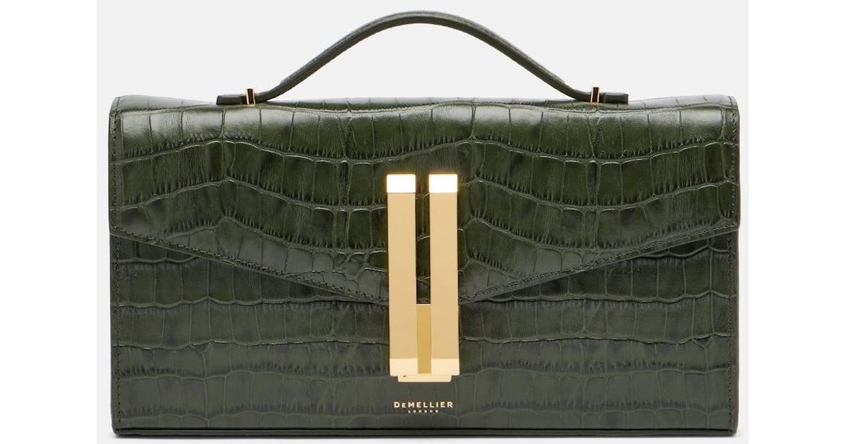 DeMellier Vancouver Croc-Effect Leather Clutch in Black | Lyst