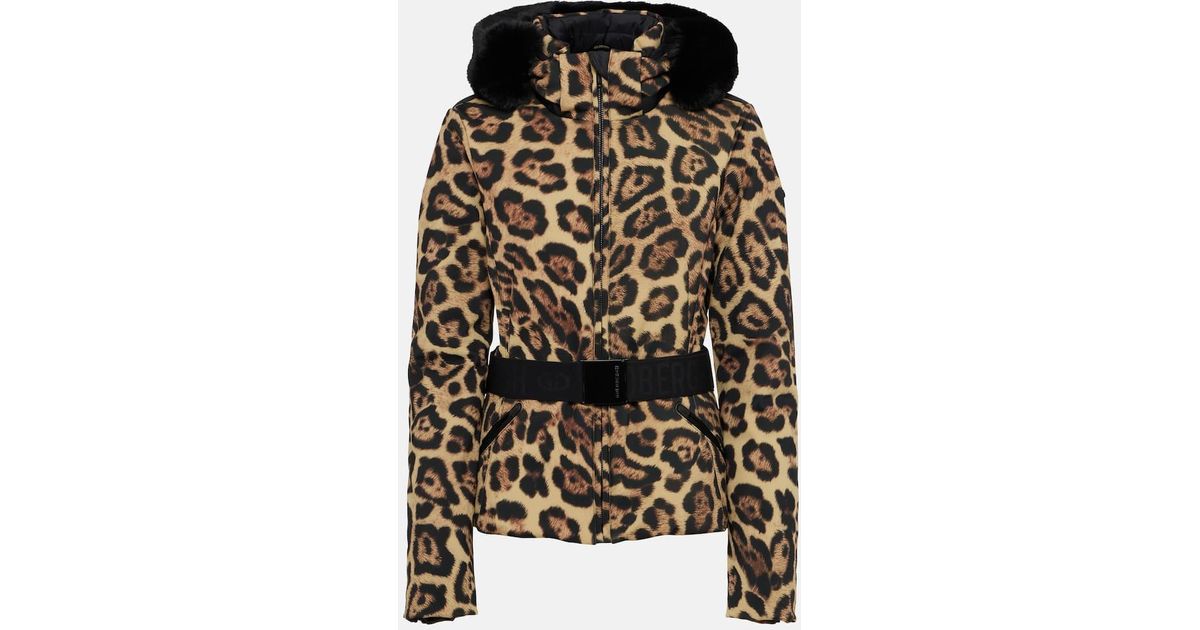 Goldbergh Felis Leopard-Print Down Ski Jacket in Brown | Lyst