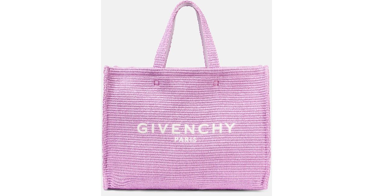 Givenchy G-Tote Medium Raffia-Effect Shopper in Purple | Lyst