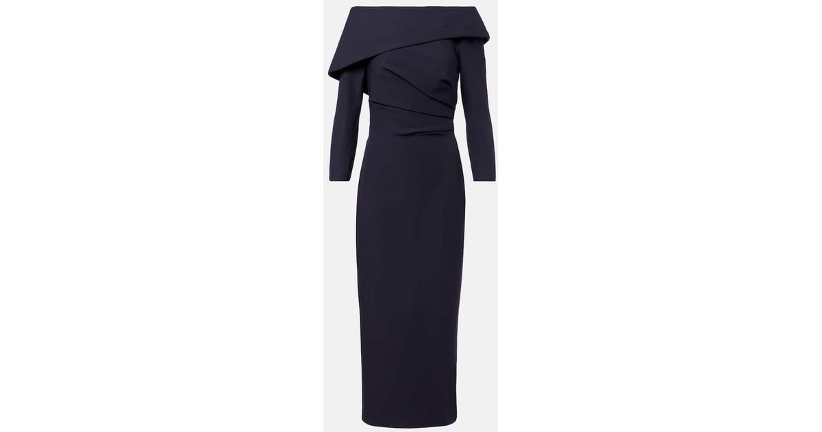 Safiyaa Off-Shoulder Crepe Midi Dress in Blue | Lyst