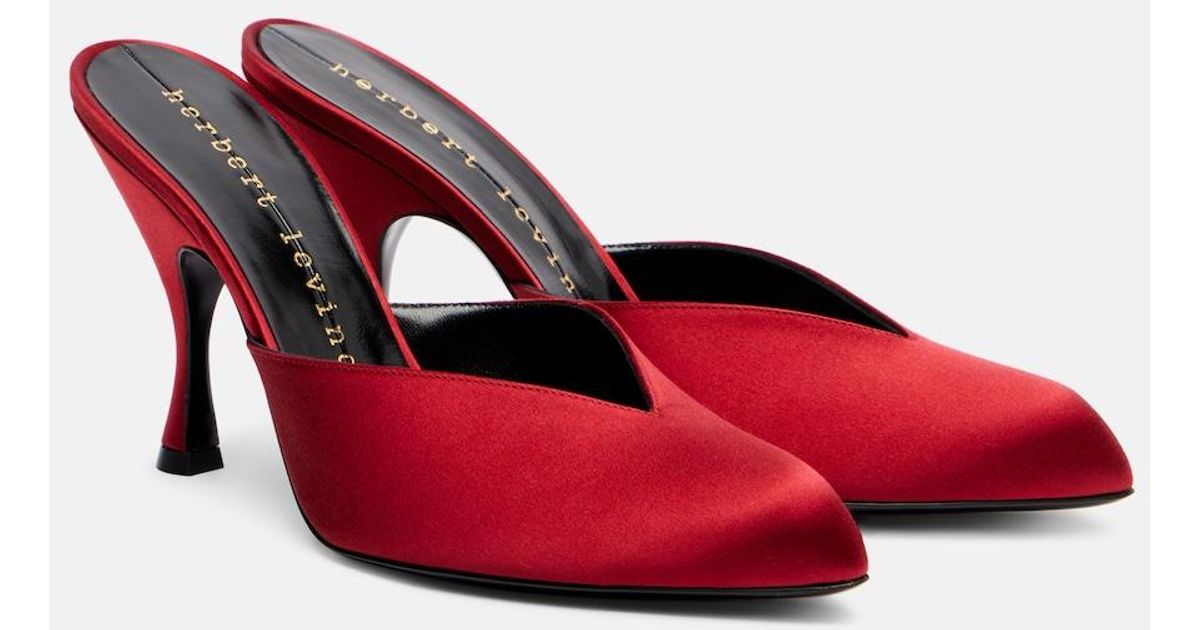 Herbert Levine Sitting Pretty 95 Satin Mules in Red | Lyst