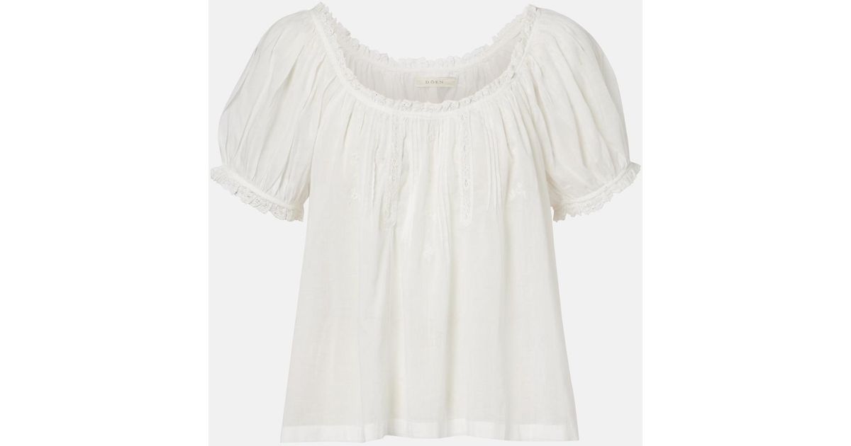 Doen Frederica Cotton Voile Top in White | Lyst