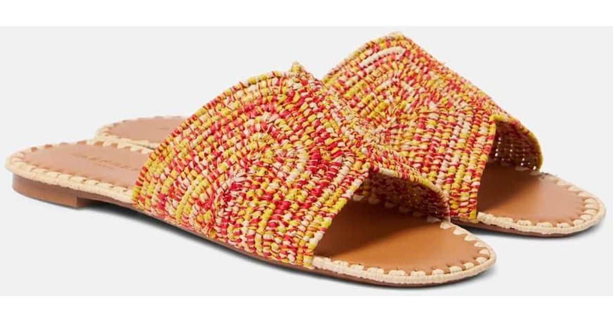 Robert Clergerie Ineni Raffia Slides in Brown | Lyst