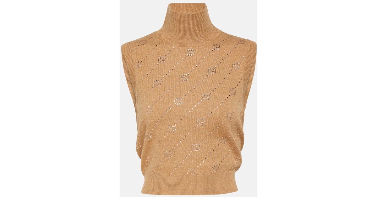 Gucci Interlocking G Cashmere Sweater Vest in Natural | Lyst
